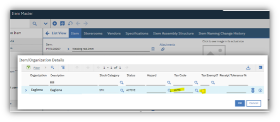 Tax Code Defaulting Hierarchy in IBM Maximo