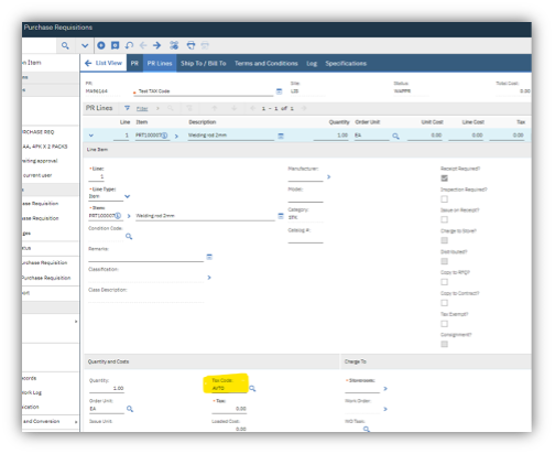 Tax Code Defaulting Hierarchy in IBM Maximo